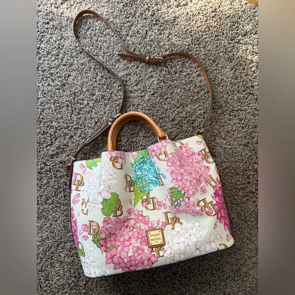 Dooney & Bourke | Bags | Dooney Bourke Pink Cream Hydrangea Floral ...